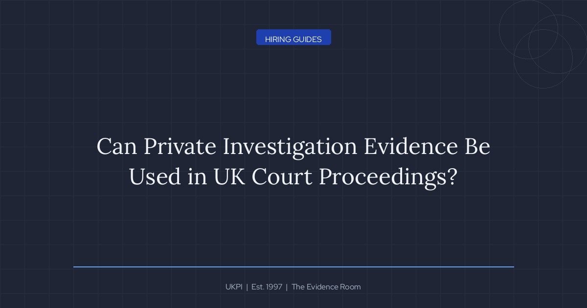 PI Evidence in Court UK | Admissibility Guide
